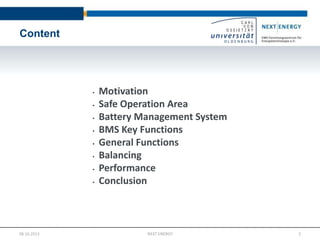 Battery Management System Introduction - Penelope Bise - June 2013 | PPTX