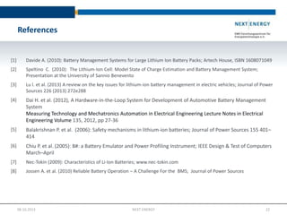 Battery Management System Introduction - Penelope Bise - June 2013 | PPTX