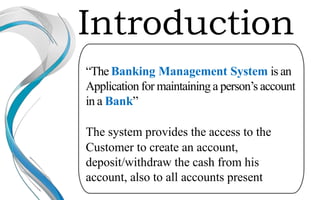 Banking Management System Project | PPTX