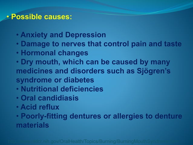 BMS – Burning Mouth Syndrome (sindrome da boca ardente) | PPT
