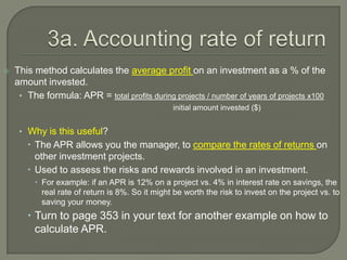 Bm Unit 3.2 Investment Appraisal | PPTX