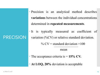 Bioanalytical Method Validation | PPTX