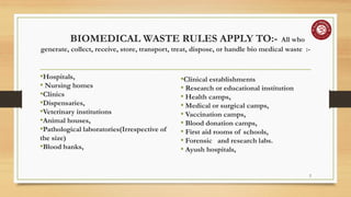 Bio Medical Waste rules 2016 PPT | PDF