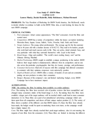 BMW case study | DOCX