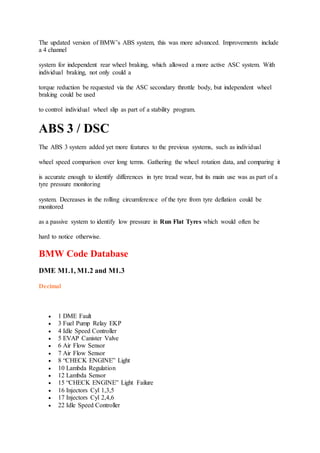 Bmw fault code list | DOCX