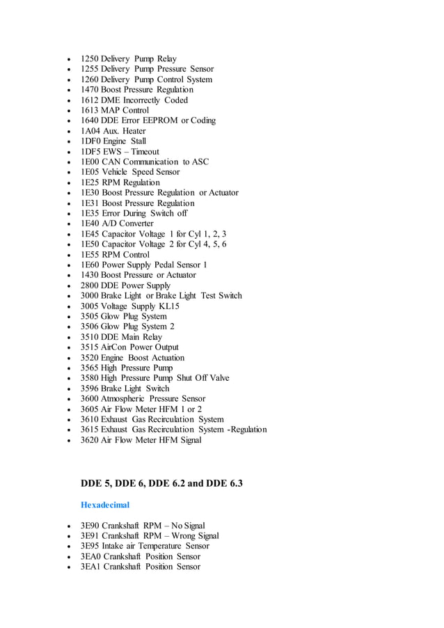 Bmw Fault Code List PDF Bmw Fault Code List PDF
