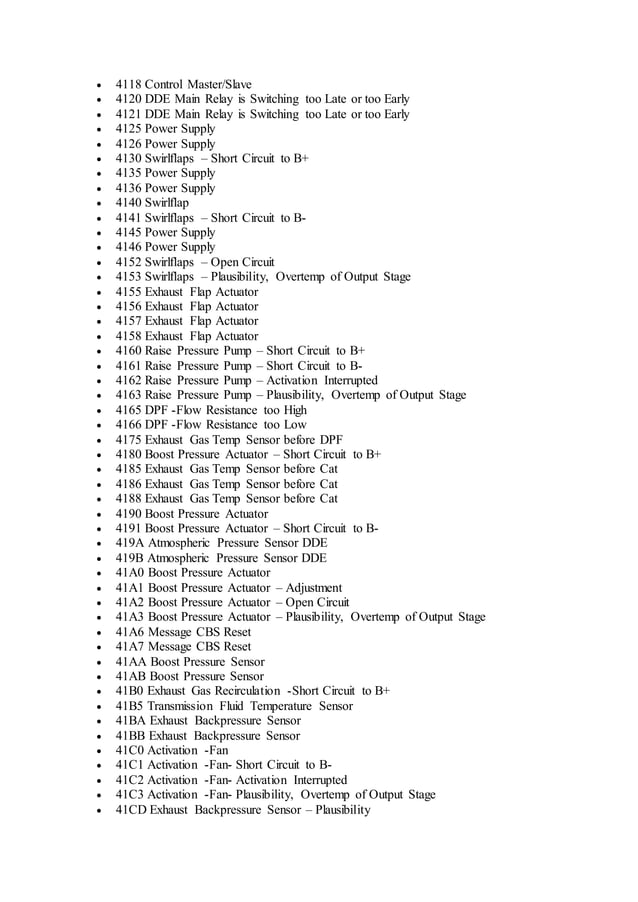 Bmw fault code list | PDF