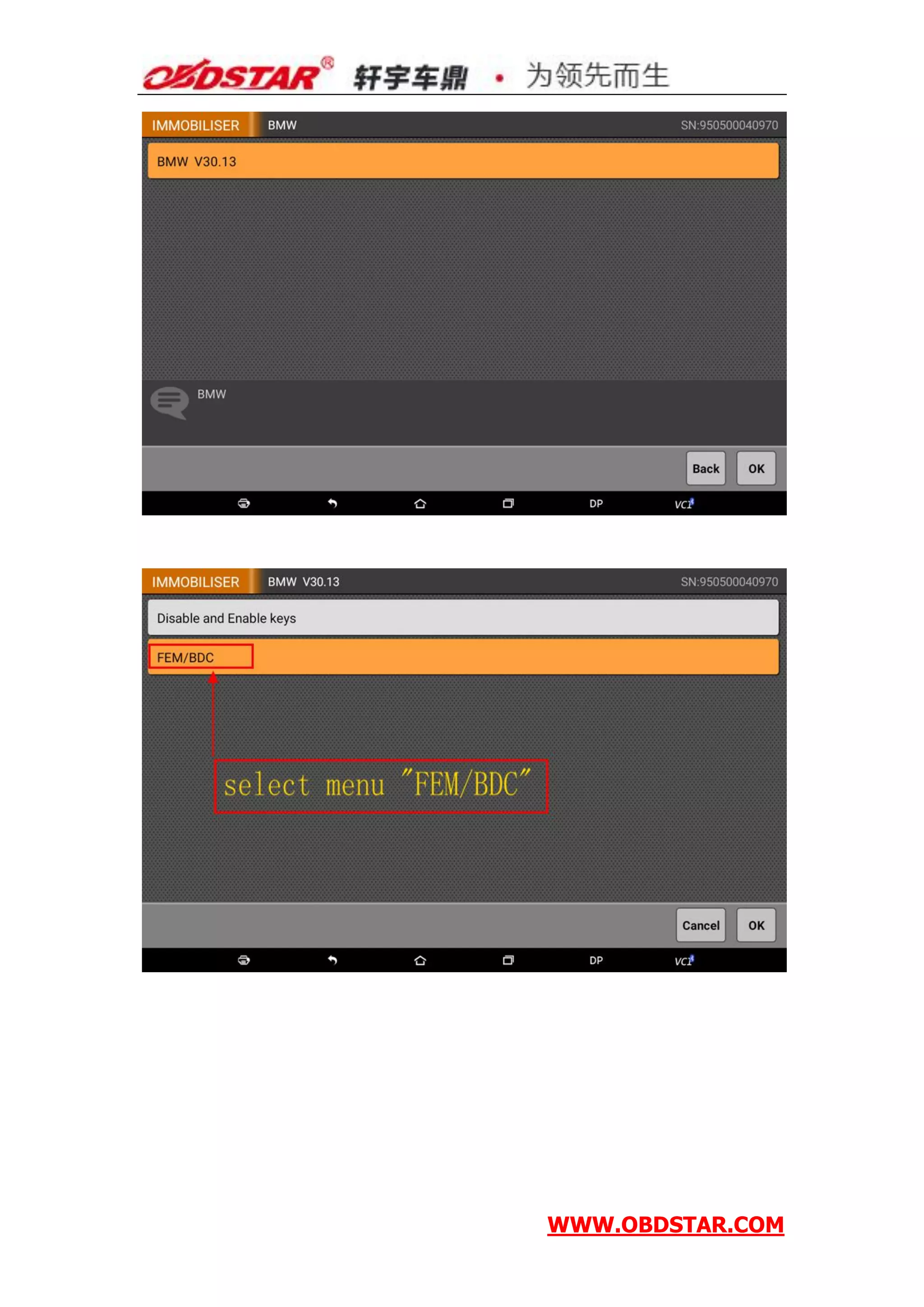 Bmw FEM BDC smart key programming with OBDSTAR X300 DP | PDF ...
