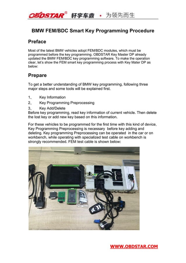 Bmw FEM BDC smart key programming with OBDSTAR X300 DP | PDF | Computing | Technology & Computing