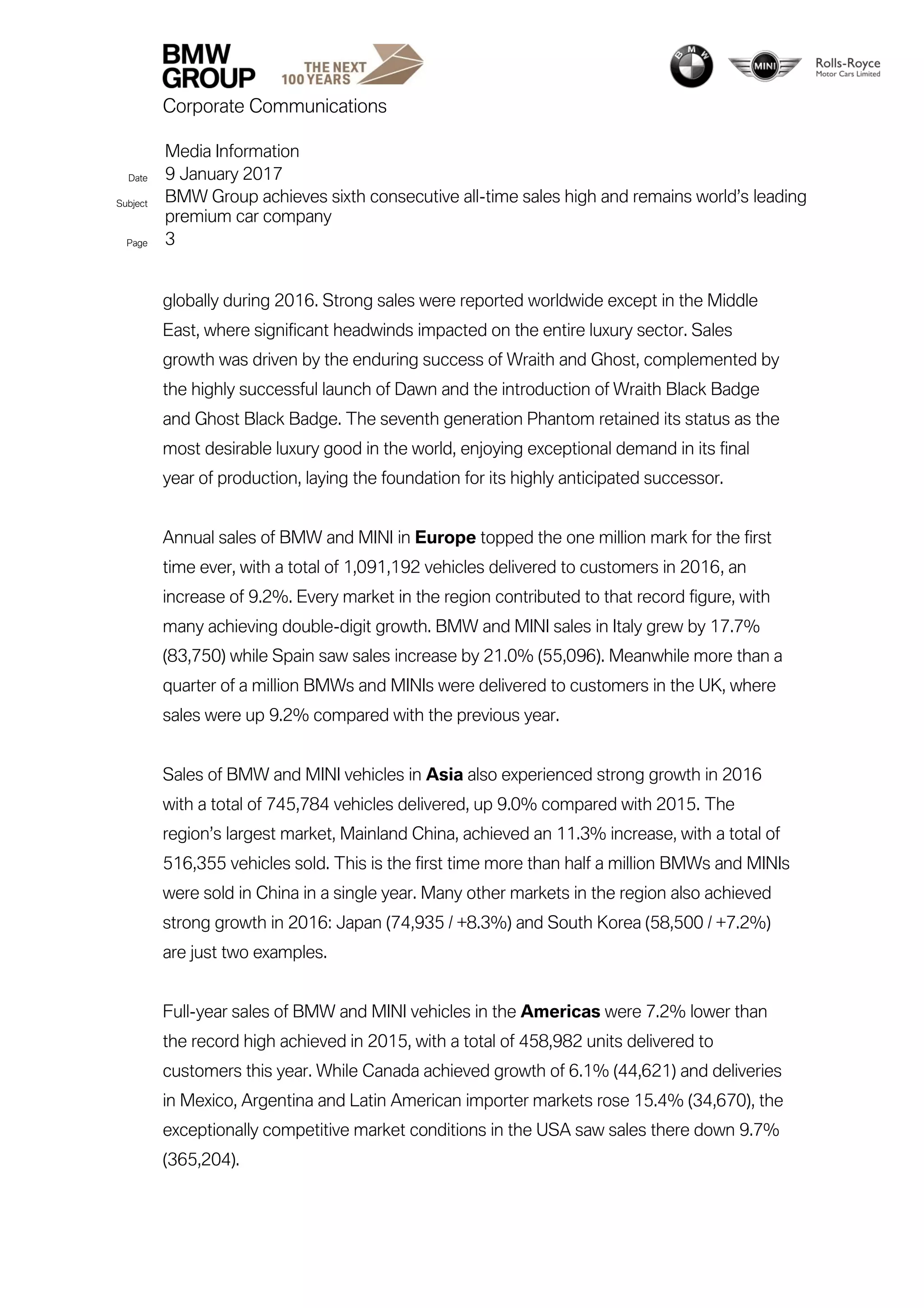 BMW 2016 Global Sales Report | PDF