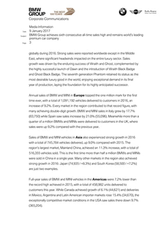 BMW 2016 Global Sales Report | PDF