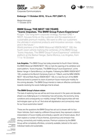 BMW Vision 100 Motorcycle - Press Release | PDF