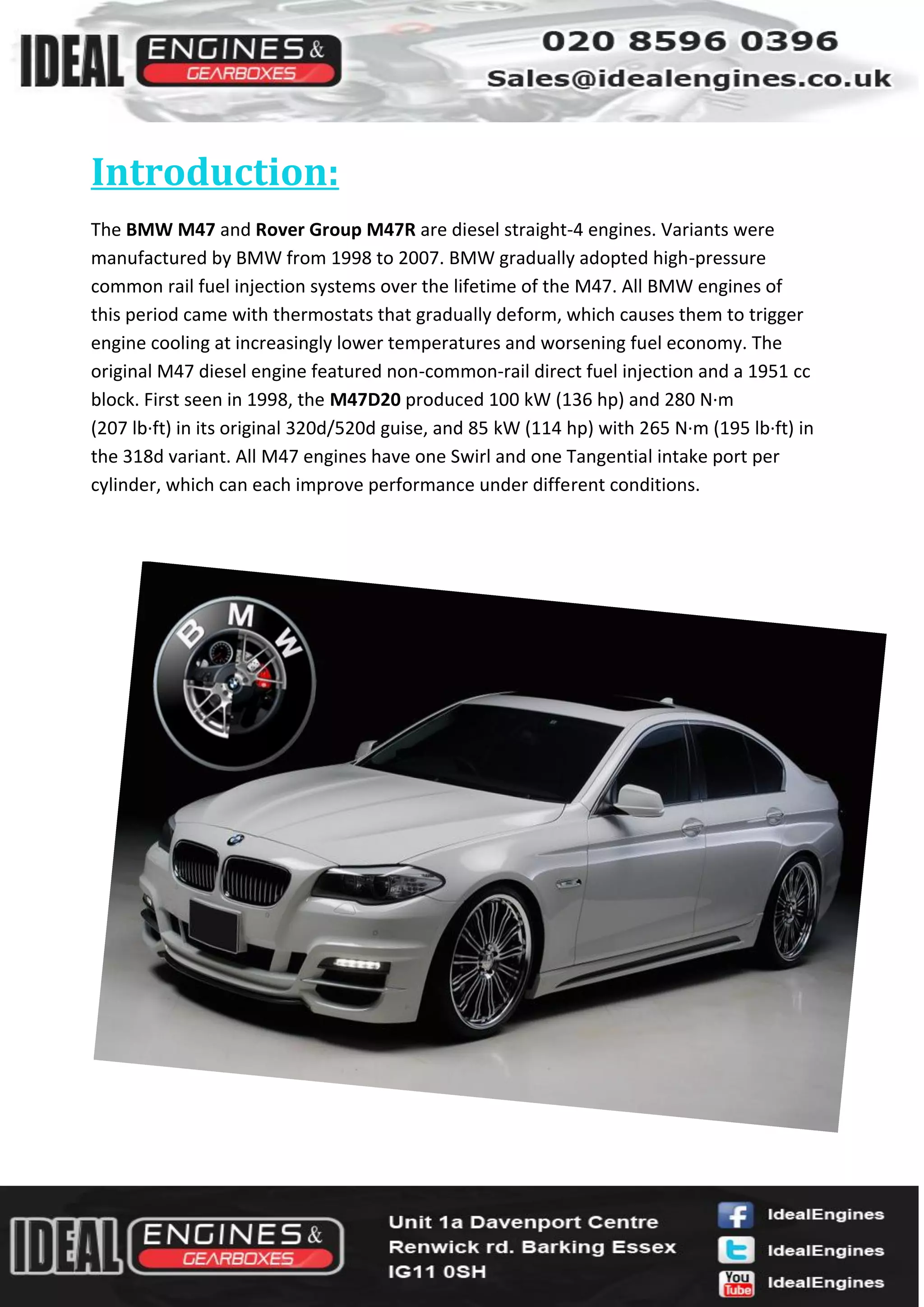 BMW M47D20 ENGINE | PDF