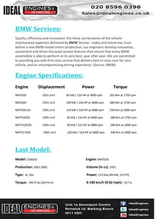 BMW M47D20 ENGINE | PDF