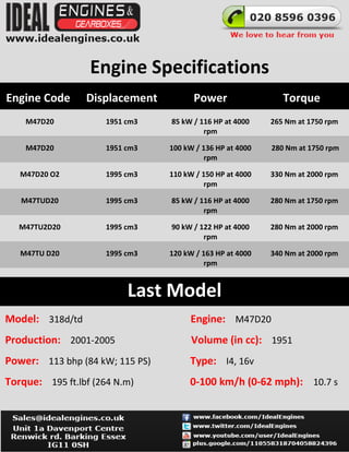BMW M47D20 Engine | PDF