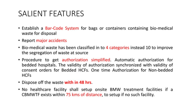Bmw mgmt rules 2016 with amend 2018 | PPTX | Medical Health