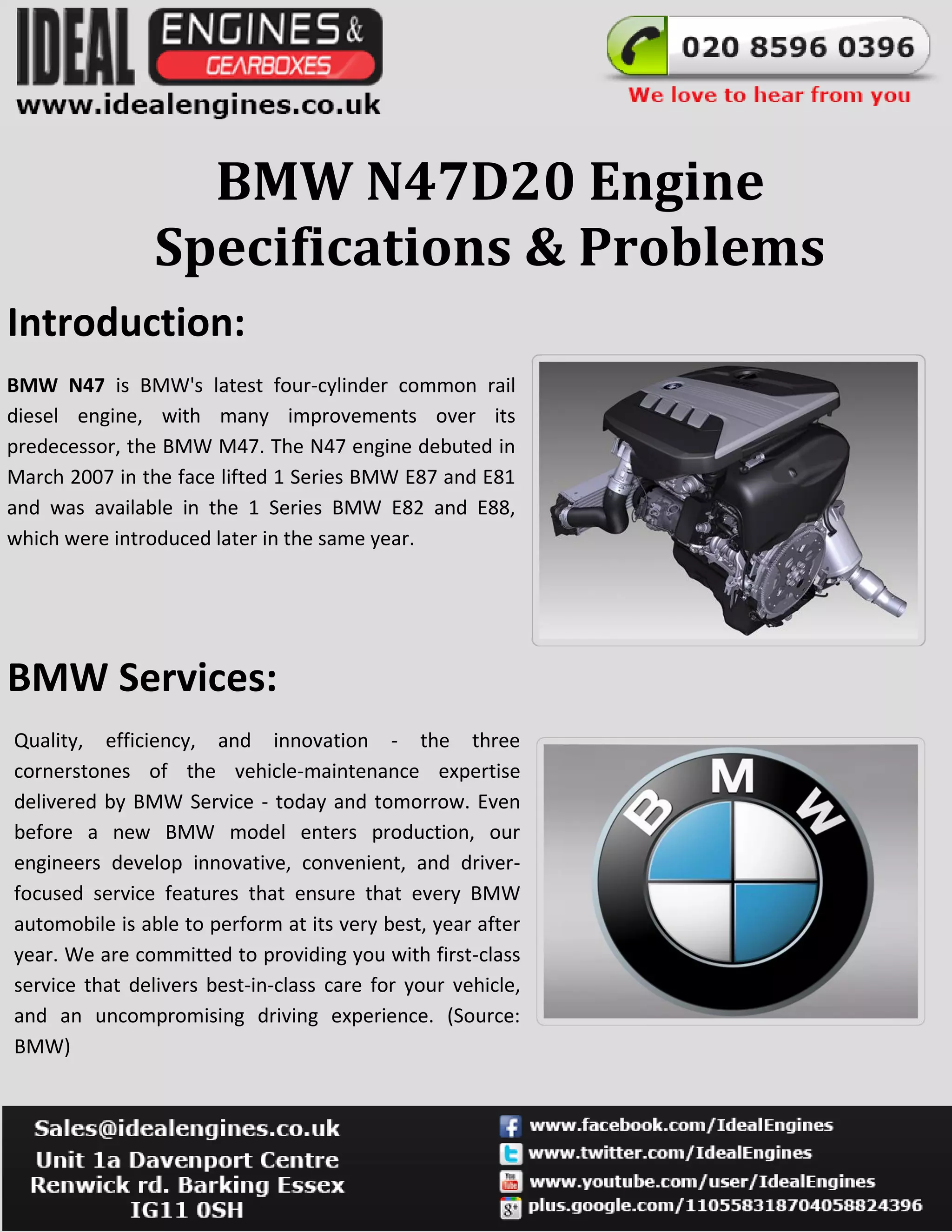 BMW N47D20 Engine | PDF