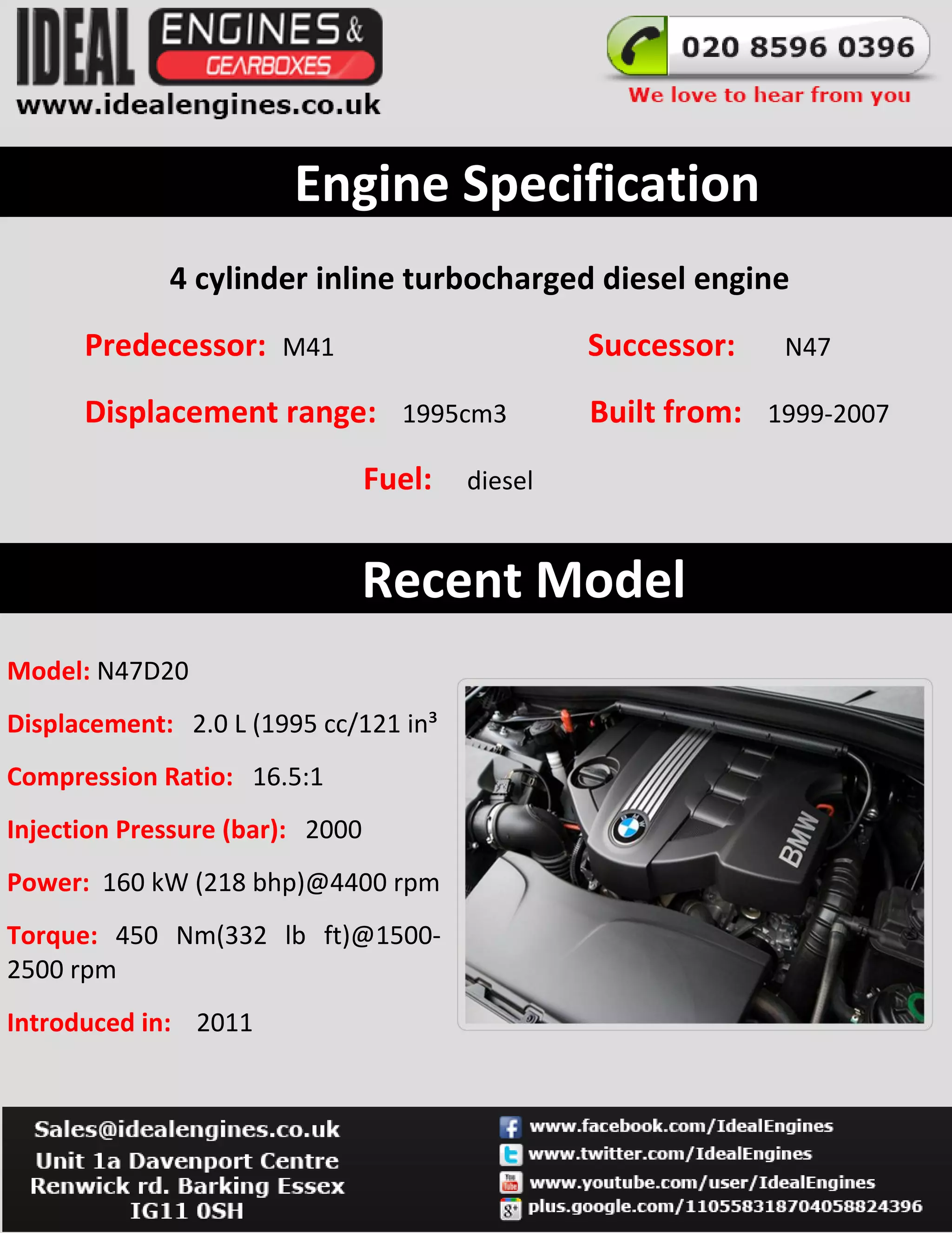 BMW N47D20 Engine | PDF