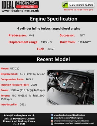 BMW N47D20 Engine | PDF