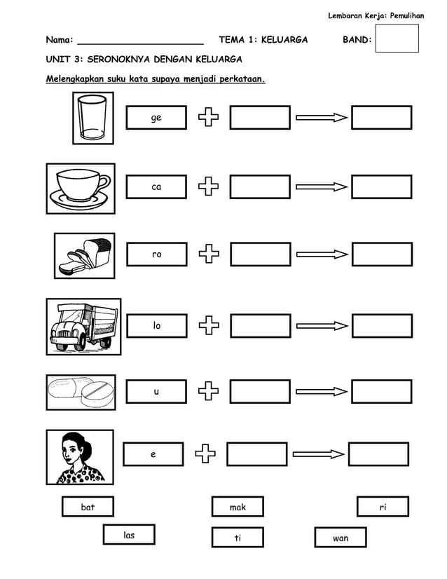 Bm worksheet (tema1 unit3 pemulihan) | PDF