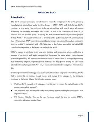 BMW: A Strategy built on Premium Brands | PDF
