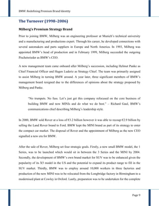 BMW: A Strategy built on Premium Brands | PDF