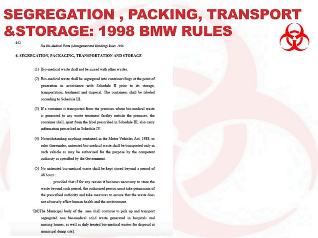 BioMedical Waste Management & Handling Rules (1998 vs draft 2015) dr ...