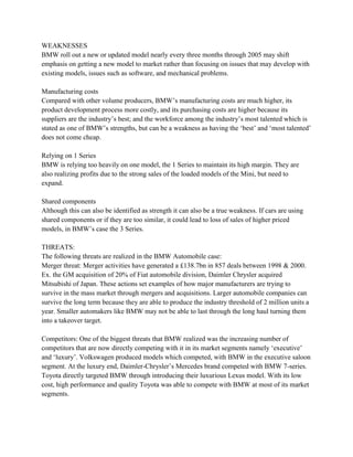 Bmw swot analysis | DOCX | Mergers and Acquisitions | Business Banking ...