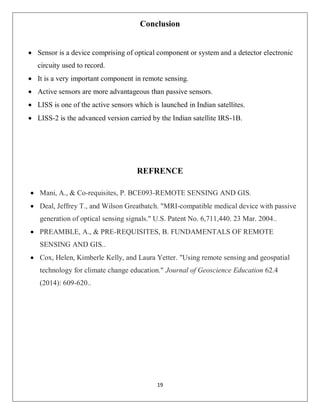 passive and active remote sensing systems, characteristics and ...