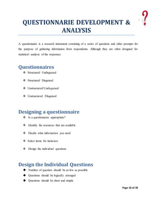 A report on Statistical Questionnaire | DOCX | Business Administration ...