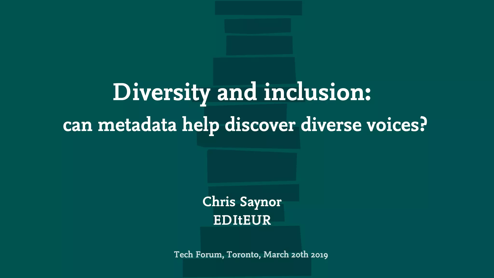 Inclusivity, Diversity, and Harmonizing the Metadata Supply Chain ...