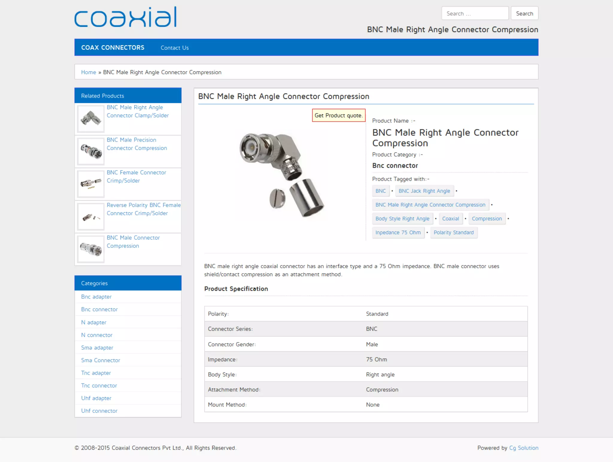 Bnc male right angle connector compression | PDF