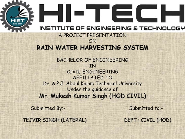 Rainwater-harvesting and Method_TEJVIR.pptx | Free Download