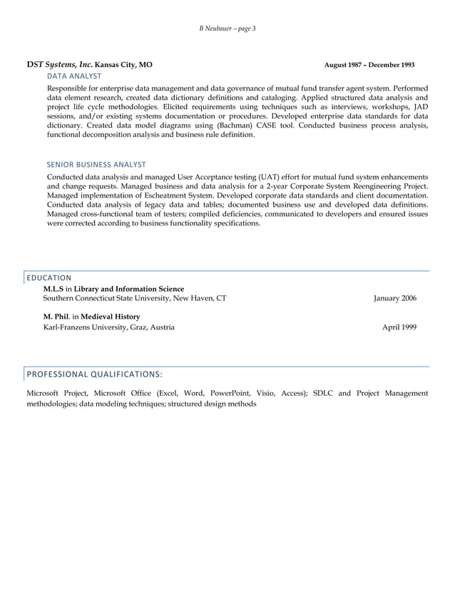 B Neubauer Resume (2012) | DOCX | Business | Business and Finance