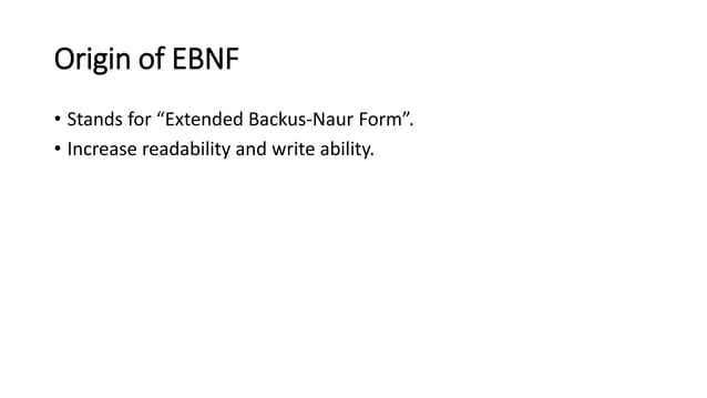BNF & EBNF | PPTX | Programming Languages | Computing