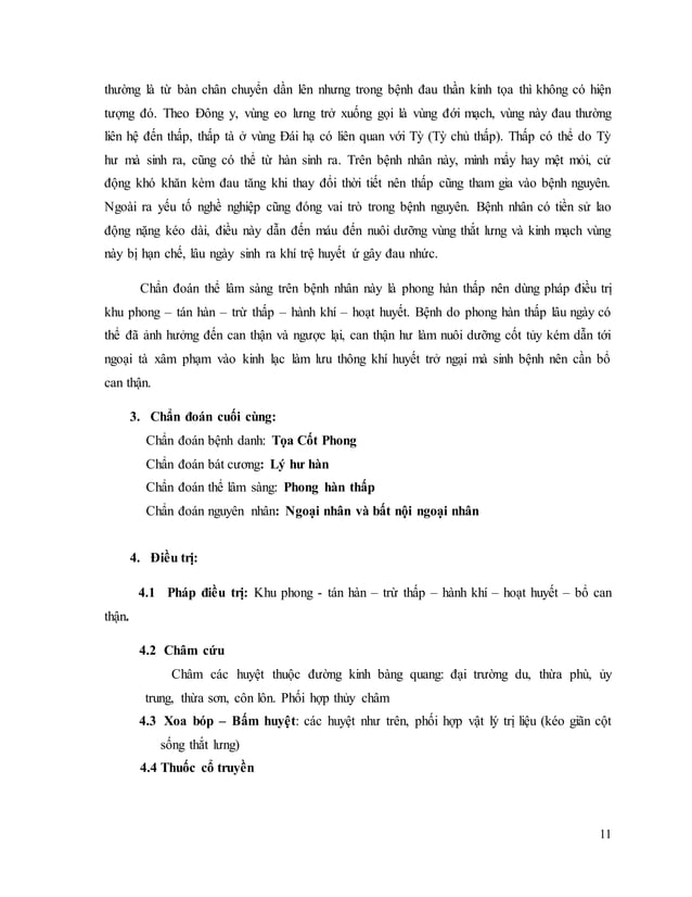 Bệnh án yhct : ĐAU THẦN KINH TOẠ | DOCX