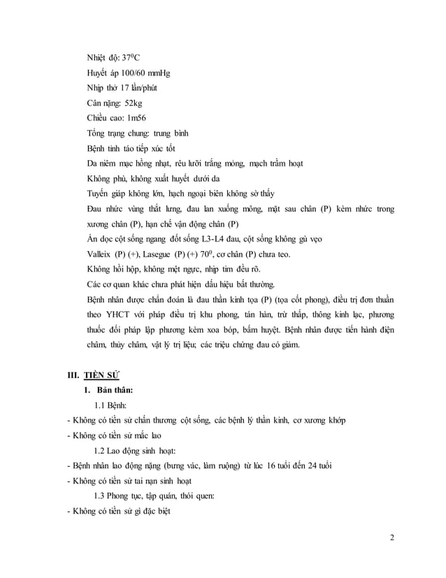 Bệnh án yhct : ĐAU THẦN KINH TOẠ | DOCX