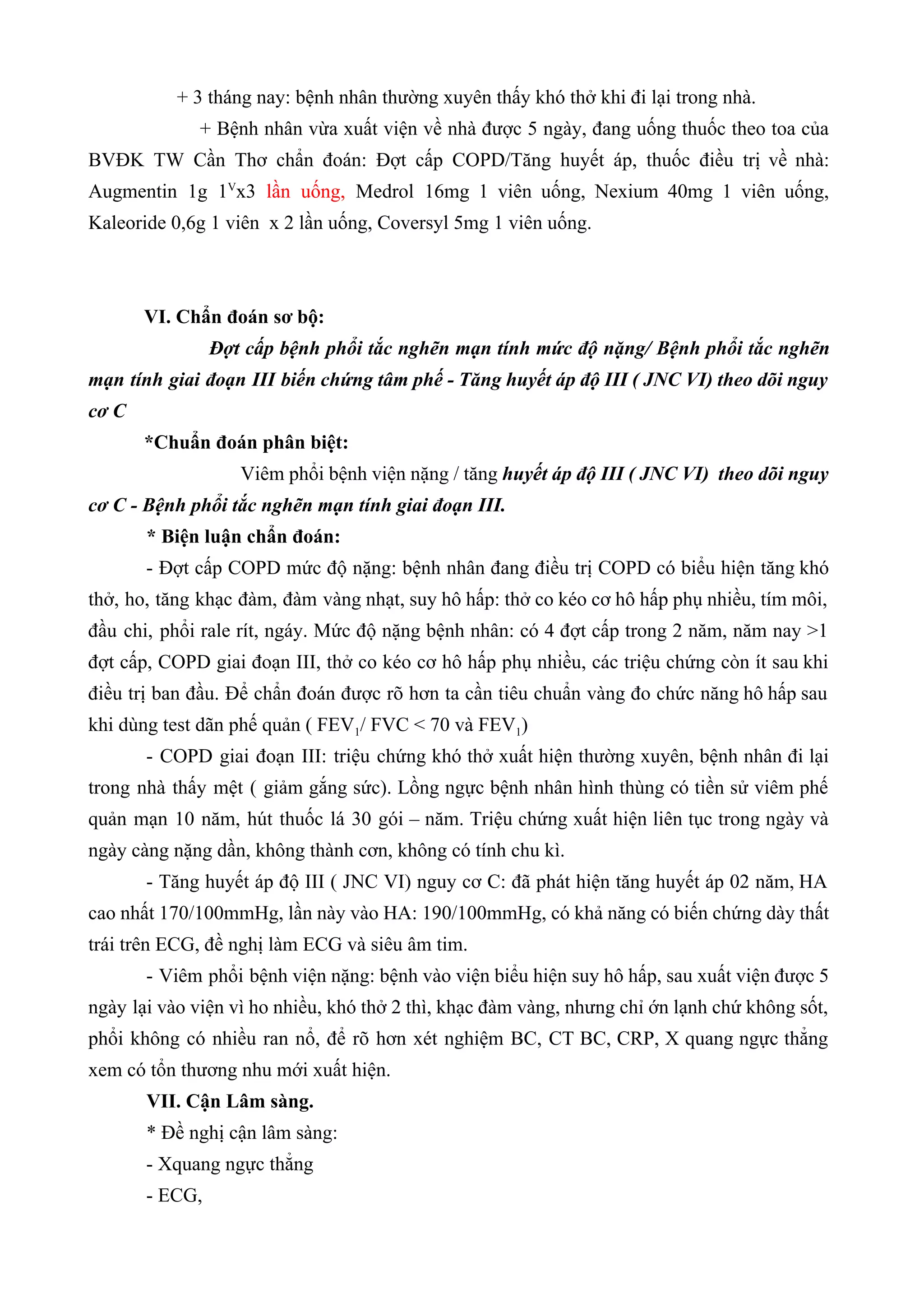 Bệnh án bệnh phổi tắc nghẽn mãn tính | PDF