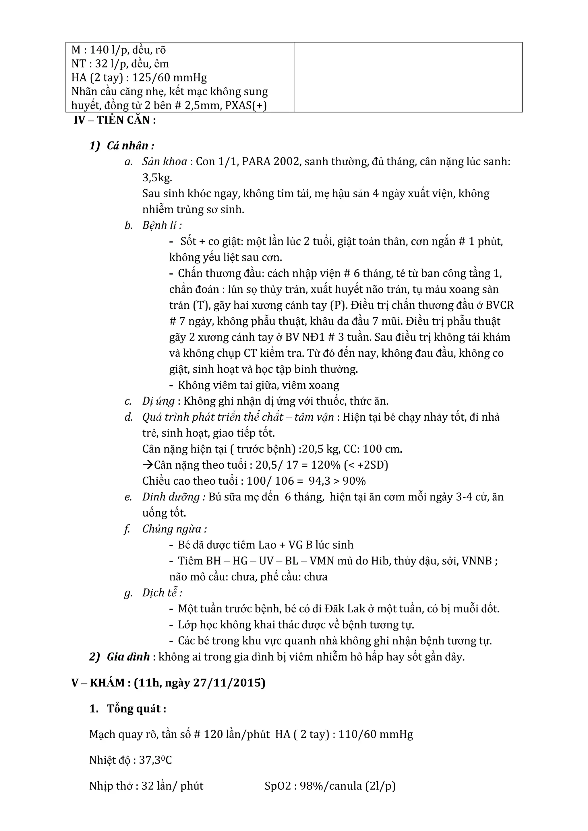 BỆnh Án Nhi Khoa Pdf