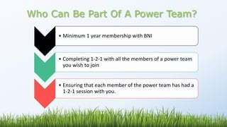 BNI - POWER TEAMS - By Madhup & Anishkaa | PPTX