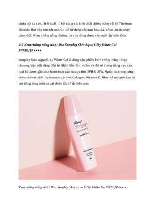 Các loại kem chống nắng tốt nhất cho da mặt | DOCX