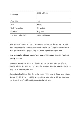 Các loại kem chống nắng tốt nhất cho da mặt | DOCX