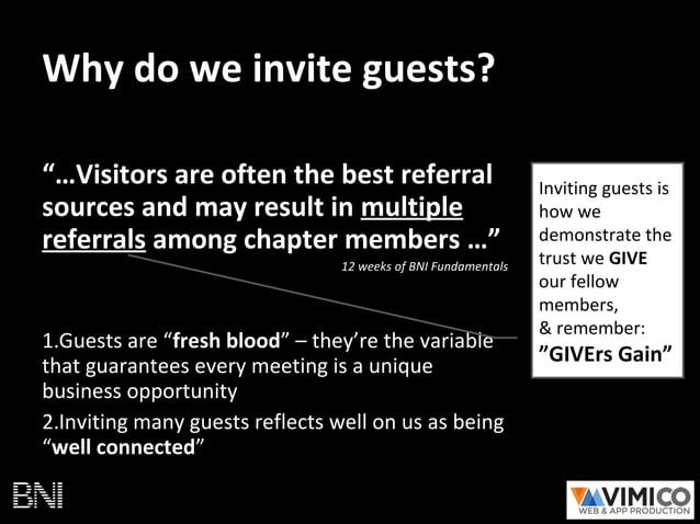 How to be effective at inviting guests to your BNI chapter | PDF