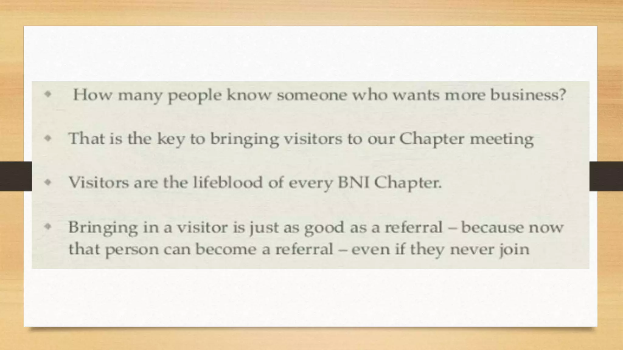 Bni visitor ppt eduslot | PPTX