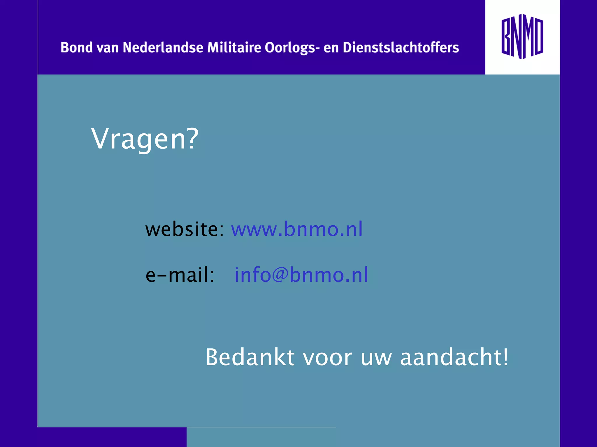 Bnmo toen, nu en straks | PPT