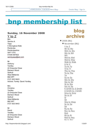 Bnp Membership List | PDF