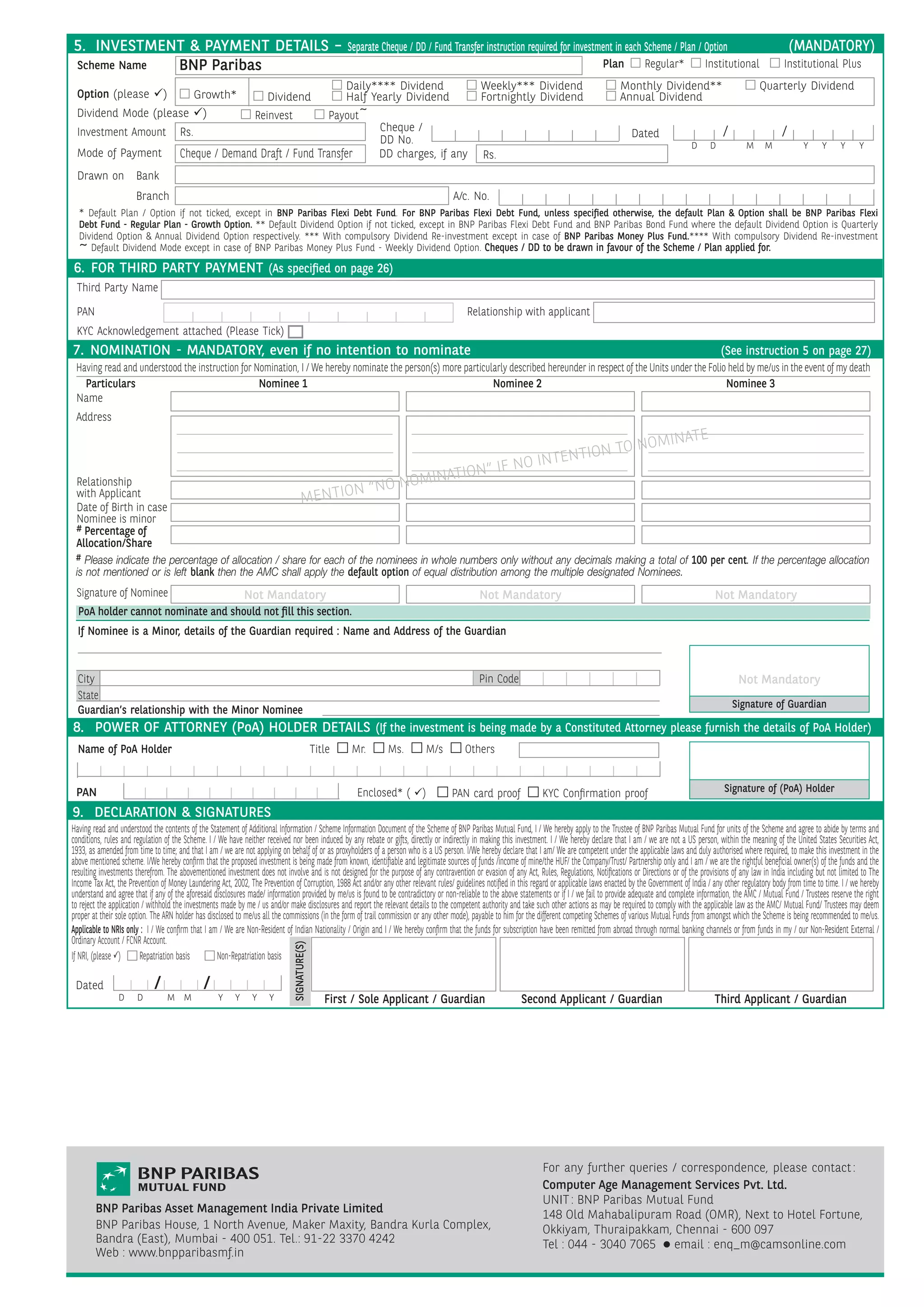 Bnp paribas tax advantage plan application form | PDF