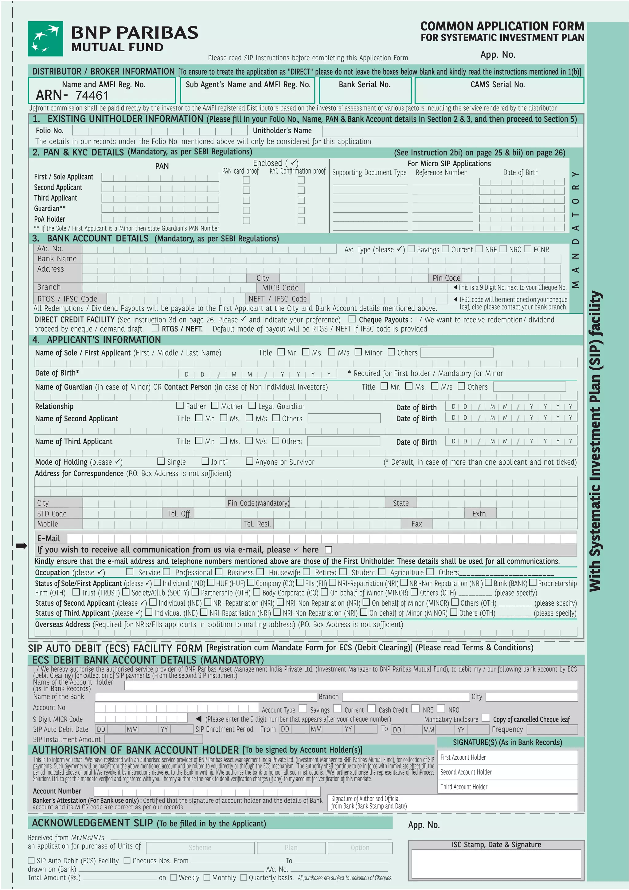 Bnp paribas tax advantage plan application form | PDF