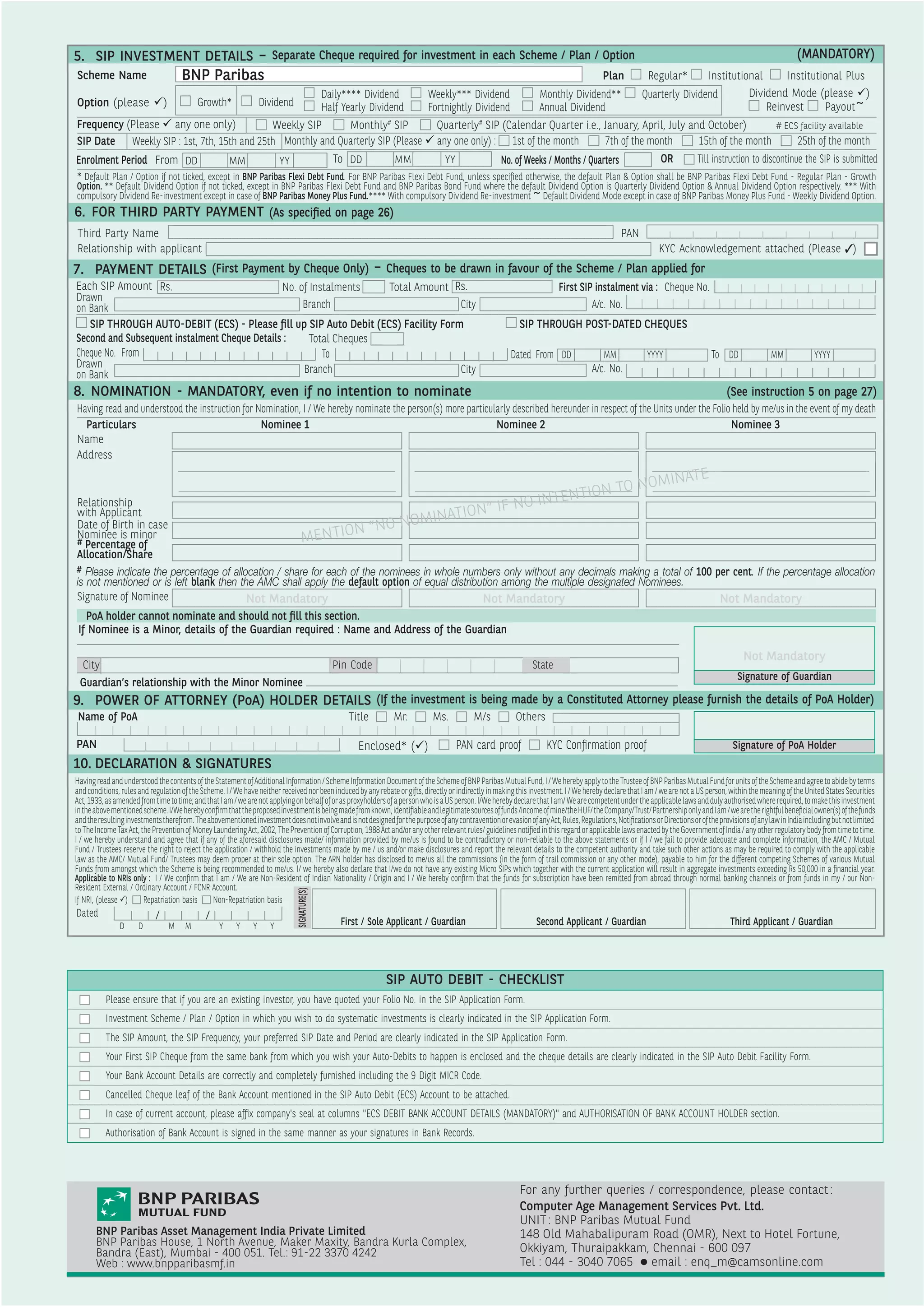 Bnp paribas tax advantage plan application form | PDF