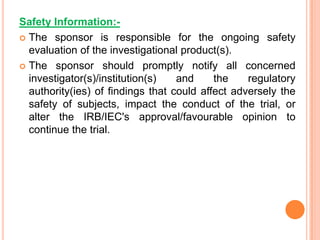 Roles and Responsibilities of sponsor in conducting clinical trials as ...